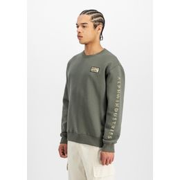 Sweater Alpha Industries "Camo Sleeve Sweatshirt", Herren, Gr. L, gr&uuml;n (schwarz olive), Obermaterial: 80% Baumwolle, 20% Polyester, regular fit, Sweatshirts Sweater