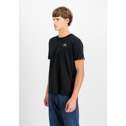 T-Shirt Alpha Industries "Basic T-Shirt SL TPU", Herren, Gr. M, schwarz (schwarz, shiny gold), Obermaterial: 100% Baumwolle, Shirts T-Shirt