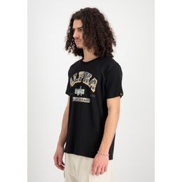 T-Shirt Alpha Industries "College Camo T-Shirt", Herren, Gr. L, schwarz, Obermaterial: 100% Baumwolle, Shirts T-Shirt