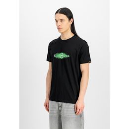 T-Shirt Alpha Industries "Lightning T-Shirt", Herren, Gr. L, gr&uuml;n (schwarz, poisongr&uuml;n), Obermaterial: 100% Baumwolle, Shirts T-Shirt