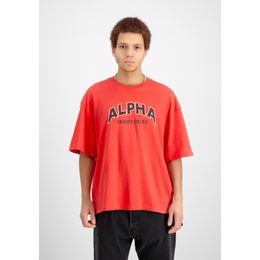 T-Shirt Alpha Industries "College T-Shirt", Herren, Gr. S, rot (radiant rot), Obermaterial: 100% Baumwolle, Shirts T-Shirt