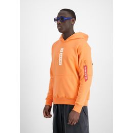 Hoodie Alpha Industries "Alpha Puff Print Hoodie", Damen, Gr. M, orange (tangerine), Obermaterial: 80% Baumwolle, 20% Polyester, regular fit, Sweatshirts Hoodie
