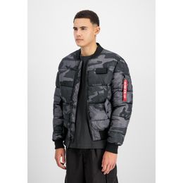 Bomberjacke Alpha Industries "MA-1 Puffer Bomber Camo", Herren, Gr. L, schwarz (schwarz camo), Obermaterial: 100% Polyester; Futter: 100% Polyester; F&uuml;llung: 100% Polyester, Jacken Bomberjacke