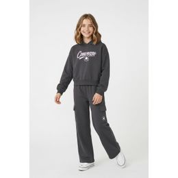 Body & Hose Converse "CNVG HOODIE AND CARGO PANT SET", M&auml;dchen, Gr. 122 (S), schwarz matter, Obermaterial: 60% Baumwolle, 40% Polyester, KOB Set-Artikel, f&uuml;r Kinder und Jugendliche, 2-teiliges Set, sportlicher Stil