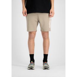 Shorts Alpha Industries "Alpha Puff Print Short", Herren, Gr. L, Normalgr&ouml;&szlig;en, beige (vintage sand), Obermaterial: 80% Baumwolle, 20% Polyester, Hosen Shorts