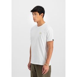 T-Shirt Alpha Industries "Basic T-Shirt SL TPU", Herren, Gr. L, gold (wei&szlig;, gold), Obermaterial: 100% Baumwolle, Shirts T-Shirt