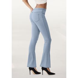Jeggings Buffalo, Damen, Gr. 34, N-Gr, blau (hellblau, jeans), Strick, Obermaterial: 69% Baumwolle, 21% Polyester, 8% Viskose, 2% Elasthan, unifarben, Hosen Jeggings, mit ausgestelltem Bein