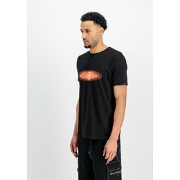 T-Shirt Alpha Industries "Lightning T-Shirt", Herren, Gr. L, schwarz (schwarz, orange), Obermaterial: 100% Baumwolle, Shirts T-Shirt