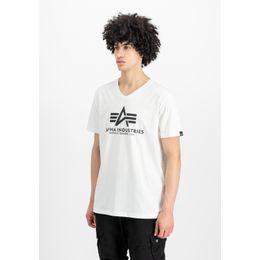 T-Shirt Alpha Industries "Basic T-Shirt BL V-Neck", Herren, Gr. 3XL, wei&szlig;, Obermaterial: 100% Baumwolle, Shirts T-Shirt