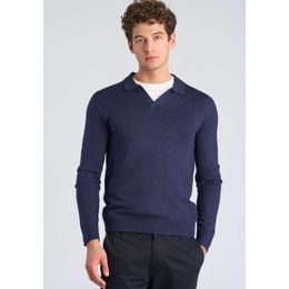 Strickpullover LINDBERGH "Strickpullover Slim Fit", Herren, Gr. L, blau moon mix, Obermaterial: 80% Viskose, 20% Nylon, V-Ausschnitt, Pullover Strickpullover