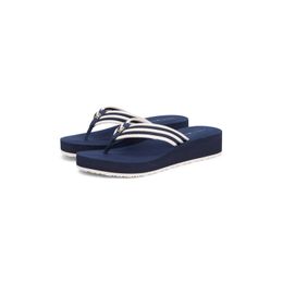 Zehentrenner Tommy Hilfiger "TH STRIPE SUMMER SANDAL", Herren, Gr. 35, dunkelblau, wei&szlig;, Textil, gestreift, Schuhe Zehentrenner, Sommerschuh, Dianette, Plateauschuh mit gestreifter Bandage