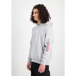 Hoodie Alpha Industries "Alpha Puff Print Hoodie", Damen, Gr. L, grau (pastel grau), Obermaterial: 80% Baumwolle, 20% Polyester, regular fit, Sweatshirts Hoodie
