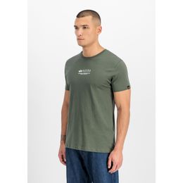 T-Shirt Alpha Industries "Alpha Wording T-Shirt", Herren, Gr. S, gr&uuml;n (schwarz olive), Obermaterial: 100% Baumwolle, Shirts T-Shirt