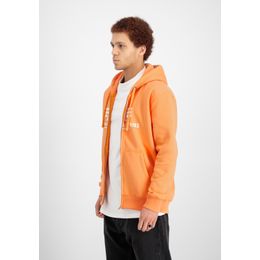 Hoodie Alpha Industries "Basic Zip Hoodie BL PP", Damen, Gr. L, orange (tangerine), Obermaterial: 80% Baumwolle, 20% Polyester, regular fit, Sweatshirts Hoodie