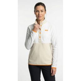 Fleecepullover Helly Hansen "W DAYBREAKER SNAP PULLOVER", Gr. L, snow, Fleece, Obermaterial: 100% Polyester, figurumspielend h&uuml;ftbedeckend, Rundhals, eingefasste Kante kontrastfarben, Sweatshirts Fleecepullover, Colorblocking Look, sportlicher Stil, f&uuml;r Outdoormode und Streetwear