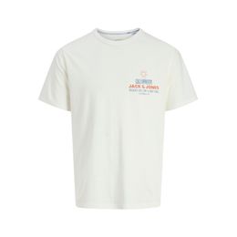 Jack & Jones T-Shirt JACK & JONES "JPRBLUMAXWELL SS TEE", Damen, Gr. S, hellwei&szlig;, Jersey, Obermaterial: 100% Baumwolle, bedruckt, regular fit normal, Rundhals, gerader Abschluss, Shirts T-Shirt, mit Print