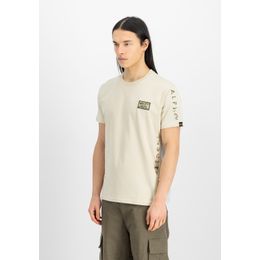 T-Shirt Alpha Industries "Camo Sleeve T-Shirt", Herren, Gr. L, wei&szlig; (vintage wei&szlig;), Obermaterial: 100% Baumwolle, Shirts T-Shirt