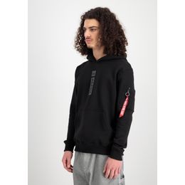 Hoodie Alpha Industries "Alpha Puff Print Hoodie", Damen, Gr. L, schwarz, Obermaterial: 80% Baumwolle, 20% Polyester, regular fit, Sweatshirts Hoodie