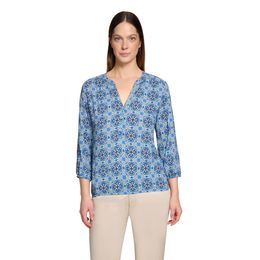 Schlupfbluse Cartoon "Damen mit Muster", Damen, Gr. 34, blau, gr&uuml;n, Obermaterial: 100% Viskose, figurumspielend normal, V-Ausschnitt, Blusen Schlupfbluse