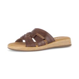 Pantolette Gabor "Rhodos", Damen, Gr. 41, nussbraun, Glattleder, Schuhe Pantolette, Plateau, Schlupfschuh, Sommerschuh mit Ziern&auml;hten, G-Weite