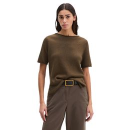Marc O'Polo Strickpullover MARC O'POLO "aus Organic Cotton-Leinen-Mix", Damen, Gr. XXS, burnt coffee melange, Obermaterial: 52% Baumwolle, 48% Leinen, unifarben, Rundhals, Pullover Strickpullover