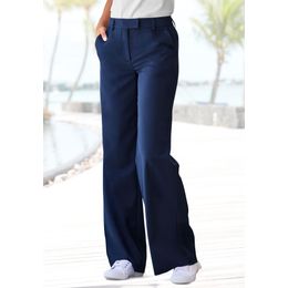 Anzughose Lascana, Damen, Gr. 34, N-Gr, marine, Web, Obermaterial: 65% Polyester, 28% Viskose, 7% Elasthan, unifarben, figurumspielend lang, Hosen Anzughose, mit verstellbarem Bund, individuell regulierbar