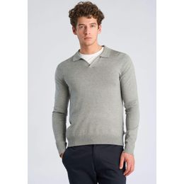 Strickpullover LINDBERGH "Strickpullover Slim Fit", Herren, Gr. L, lt grau mix, Obermaterial: 80% Viskose, 20% Nylon, V-Ausschnitt, Pullover Strickpullover