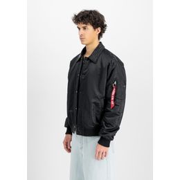 Bomberjacke Alpha Industries "Coach Logo Jacket", Damen, Gr. L, schwarz, Obermaterial: 100% Nylon, Jacken Bomberjacke
