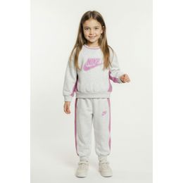 Jogginganzug Nike Sportswear "NKN FT COLOR BLOCKED CREW SET", Jungen, Gr. 116 (6), birch heather, angeraute Sweatware, Obermaterial: 60% Baumwolle, 40% Polyester, Sportanz&uuml;ge Jogginganzug, zweiteiliges Set