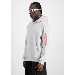 Hoodie Alpha Industries "Metal Plate Hoodie", Herren, Gr. XL, grau (pastel grau), Obermaterial: 80% Baumwolle, 20% Polyester, regular fit, Sweatshirts Hoodie