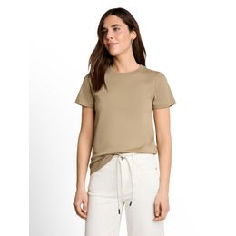 T-Shirt Tom Tailor, Damen, Gr. S, silber olive, Single Jersey, Obermaterial: 100% Baumwolle, unifarben, regular fit normal, Rundhals, gerader Abschluss, Shirts T-Shirt