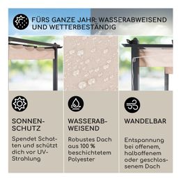 Blumfeldt Pantheon 3x6 Pergola Vordach 3x6m Aluminium Sonnendach Polyester beige Beige 3 x 6 m Schwarz