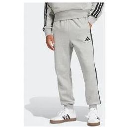 Sporthose Adidas SPORTSWEAR "ESSENTIALS 3-STREIFEN", Herren, Gr. L, N-Gr, grau (medium grau heather, schwarz, normal, gr.), Obermaterial: 55% Baumwolle, 36% Polyester, 9% Viskose, Hosen Sporthose