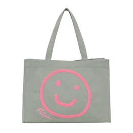 Henkeltasche Fritzi aus Preussen "Easy01 Limited Smile", Herren, Gr. B/H/T: 8cm x 14cm x 27cm, gr&uuml;n, Baumwolle, unifarben, Taschen, mit tollem Smiley-Print