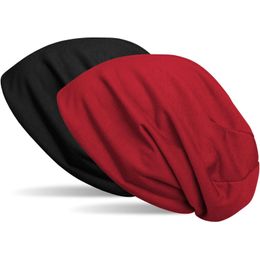 Beanie styleBREAKER "Wende Beanie", Herren, schwarz (schwarz, bordeaux, rot), Obermaterial: 50% Viskose CV. 50% Polyester PES., Modisch, M&uuml;tzen Beanie