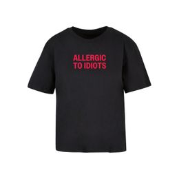 T-Shirt MISS TEE "Miss Tee Allergic To Idiots Tee", Damen, Gr. L, schwarz, 100% Baumwolle, bedruckt, oversize, Rundhals, Shirts T-Shirt