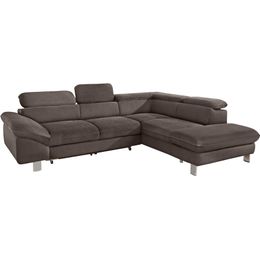 Ecksofa COTTA "Driver L-Form", espresso, B:266cm H:73cm T:214cm, Struktur (100% Polyester);Chenille (90% Polyester, 10% Polyamid), Sofas, Ecksofa, mit Kopfteilverstellung, wahlweise mit Bettfunktion & Bettkasten