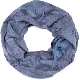 Loop styleBREAKER "Loop Schal Destroyed Denim Sterne", Damen, blau (hellblau), Obermaterial: 50% Viskose CV. 50% Polyester PES., Modisch, Modet&uuml;cher Loop