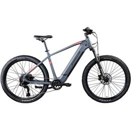 Z&uuml;ndapp E-Bike Z&Uuml;NDAPP "Z808" Gr. 48, schwarz (grau, rot, schwarz), Elektrofahrr&auml;der, 48cm, 27,5 Zoll (69,85cm), Pedelec, Elektrofahrrad f&uuml;r Damen u. Herren, MTB