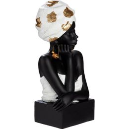 Skulptur Gilde "Figur Frau Jutei", schwarz, B:17,5cm H:34cm T:11,5cm, Kunstharz, Dekofiguren