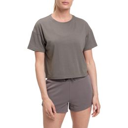 T-Shirt Energetics "DA.-T-SHIRT OZELLA SHORT SLEEVE W", Damen, Gr. L, anthrazit, Jersey, Obermaterial: 63% Polyester, 33% Viskose, 4% Elasthan, Rundhals, Shirts T-Shirt, Loose Fit Passform, kurze &Auml;rmel, f&uuml;r Training, Yoga und Freizeit