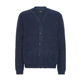 Strickfleecejacke Clean Cut Copenhagen "Clean Cut Copenhagen Brooks Cardigan", Herren, Gr. M, navy, 79% Baumwolle, 16% Polyester, 3% Elasthan, 2% Wolle, unifarben, normal, amerikanischer Ausschnitt, Jacken