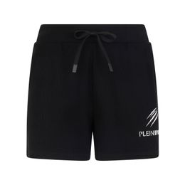 Shorts Plein Sport "Ribbed Loose Fit Shorts Scratch", Damen, Gr. XL, US-Gr&ouml;&szlig;en, 02, schwarz, Obermaterial: 95% Polyester, 5% Elasthan, Hosen Shorts