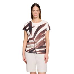 Kurzarmshirt Betty Barclay "Damen mit U-Boot-Ausschnitt", Damen, Gr. 36, wei&szlig;, braun, Jersey, Obermaterial: 98% Polyester, 2% Elasthan, loose fit normal, U-Boot-Ausschnitt, Shirts