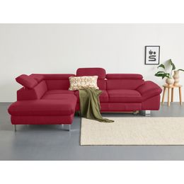 Ecksofa COTTA "Driver L-Form", coral, B:268cm H:73cm T:214cm, Kunstleder SOFTLUX;LEDER BEEFY (ein abgedecktes Spalt-Rindsleder) im Sitz und R&uuml;cken (Korpus in Kunstleder);Luxus-Kunstleder;Leder Pampas (echtes Rindsleder) im Sitz und R&uuml;cken (R&uuml;ckseite mit Spannstoff bezogen), Sofas, Ecksofa, mit Kopfteilverstellung, wahlweise mit Bettfunktion & Bettkasten