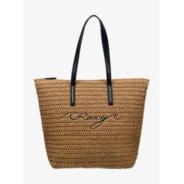 Strandtasche Roxy "IN THE TROPICS", Damen, parchment, Web, Papierstroh, Stoff, kontrastfarbene Details, unifarben, Taschen Strandtasche, sportlicher Stil, aus Papier und Stoff, pflegeleicht