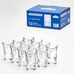 Schnapsglas Van Well "Stamper Dublino 2cl Rotring geeicht, 12 St&uuml;ck", transparent, H:7,7cm &Oslash;:4,5cm, Glas, Trinkgef&auml;&szlig;e, geeicht, Rotring