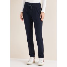 Jogger Pants Cecil, Damen, Gr. XL, L&auml;nge 30, universal blau, Stoff, 43% Viskose, 38% Polyester, 14% Polyamid, 5% Elasthan, unifarben, comfort fit lang, Hosen, Elastikbund mit Tunnelzug