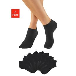 Sneakersocken Bench., Damen, Gr. 39-42, 8x schwarz, Baumwollmischung, unifarben, elastisch, Socken Sneakersocken, mit weicher Baumwolle