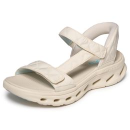 Sandale Skechers "GO WALK GLIDE-STEP 2.0 SANDAL-JADA", Damen, Gr. 35, natur, Leder, Textil, kontrastfarbene Details, Schuhe Sandale, Sommerschuh, Klettschuh, Sandalette mit sportiver Sohle